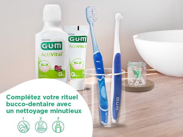 Brosse à dents GUM® Monotouffe, idéale implants et brackets