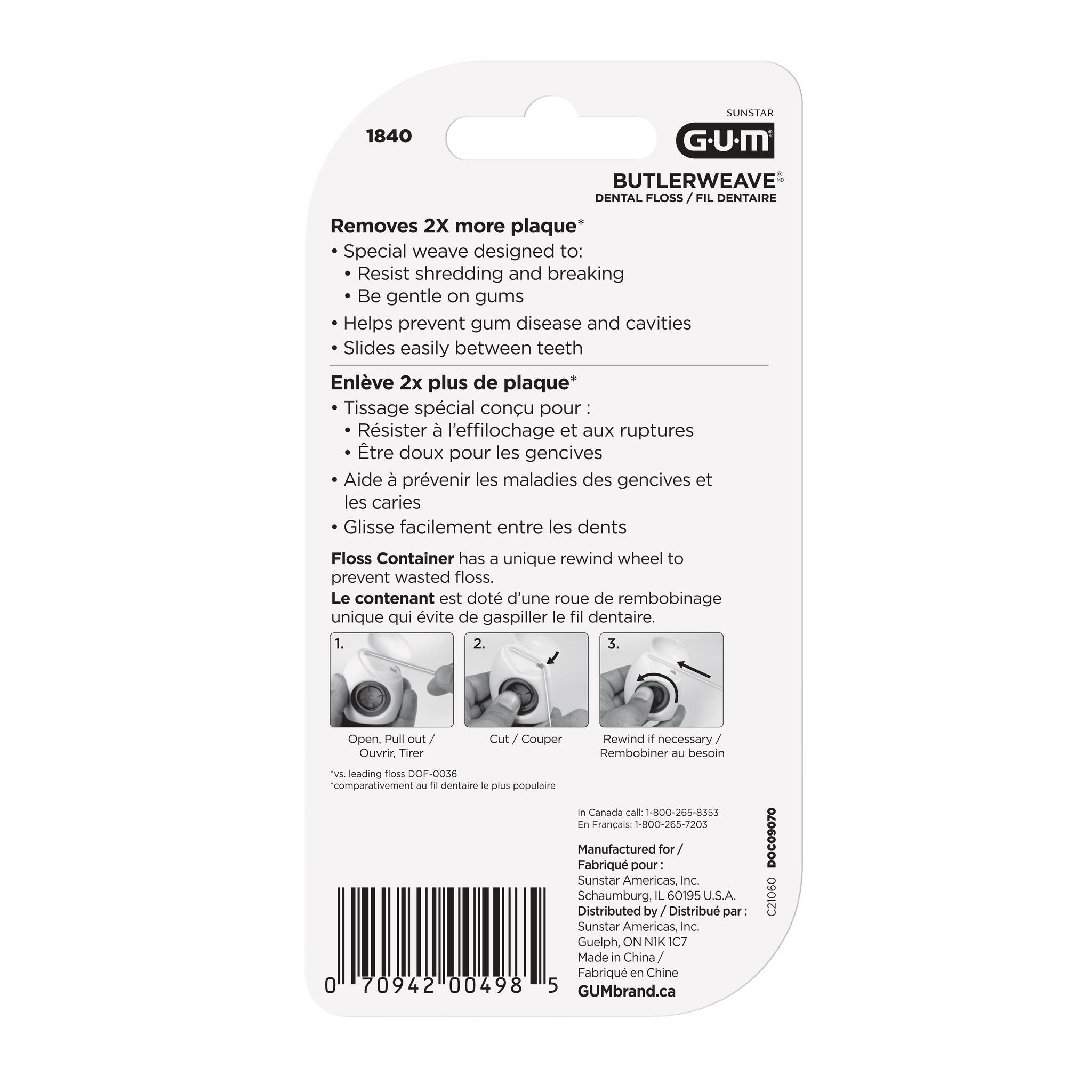 GUM® BUTLERWEAVE® Floss - Strong, smooth and resistant to shredding