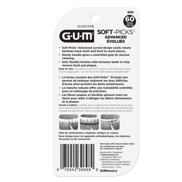 GUM® SOFT-PICKS® ADVANCED - Curved to easily slide between teeth