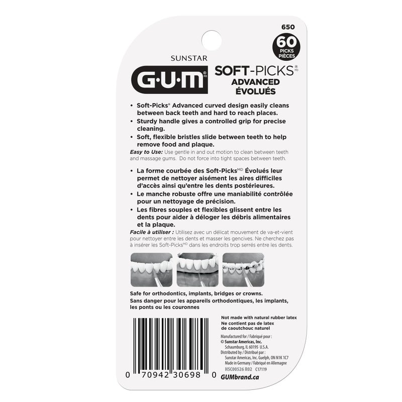 GUM® SOFT-PICKS® ADVANCED - Curved to easily slide between teeth