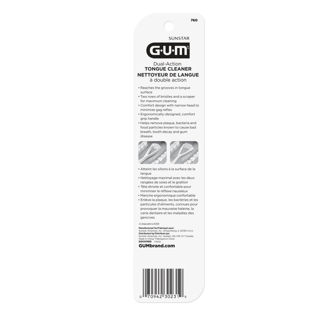 GUM® DUAL ACTION Tongue Cleaner Brush/Scraper