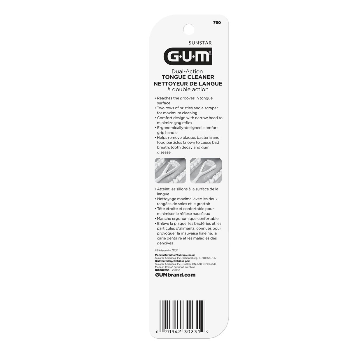 GUM® DUAL ACTION Tongue Cleaner Brush/Scraper