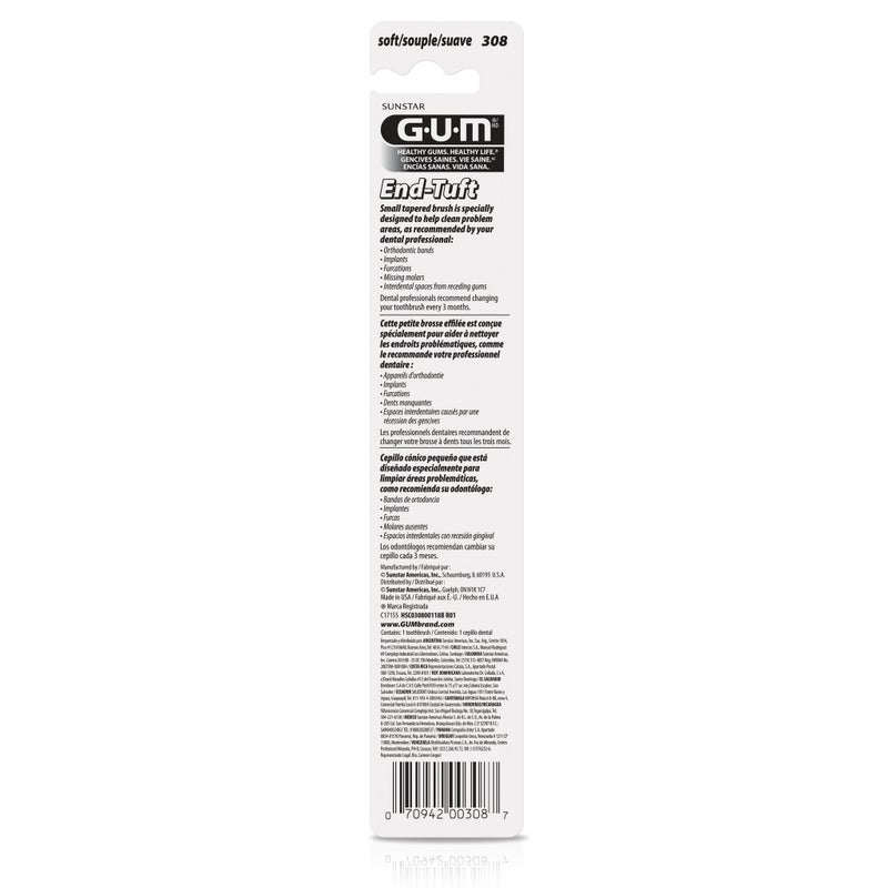GUM® End-Tuft Toothbrush - Extra small head for tricky-to-reach areas