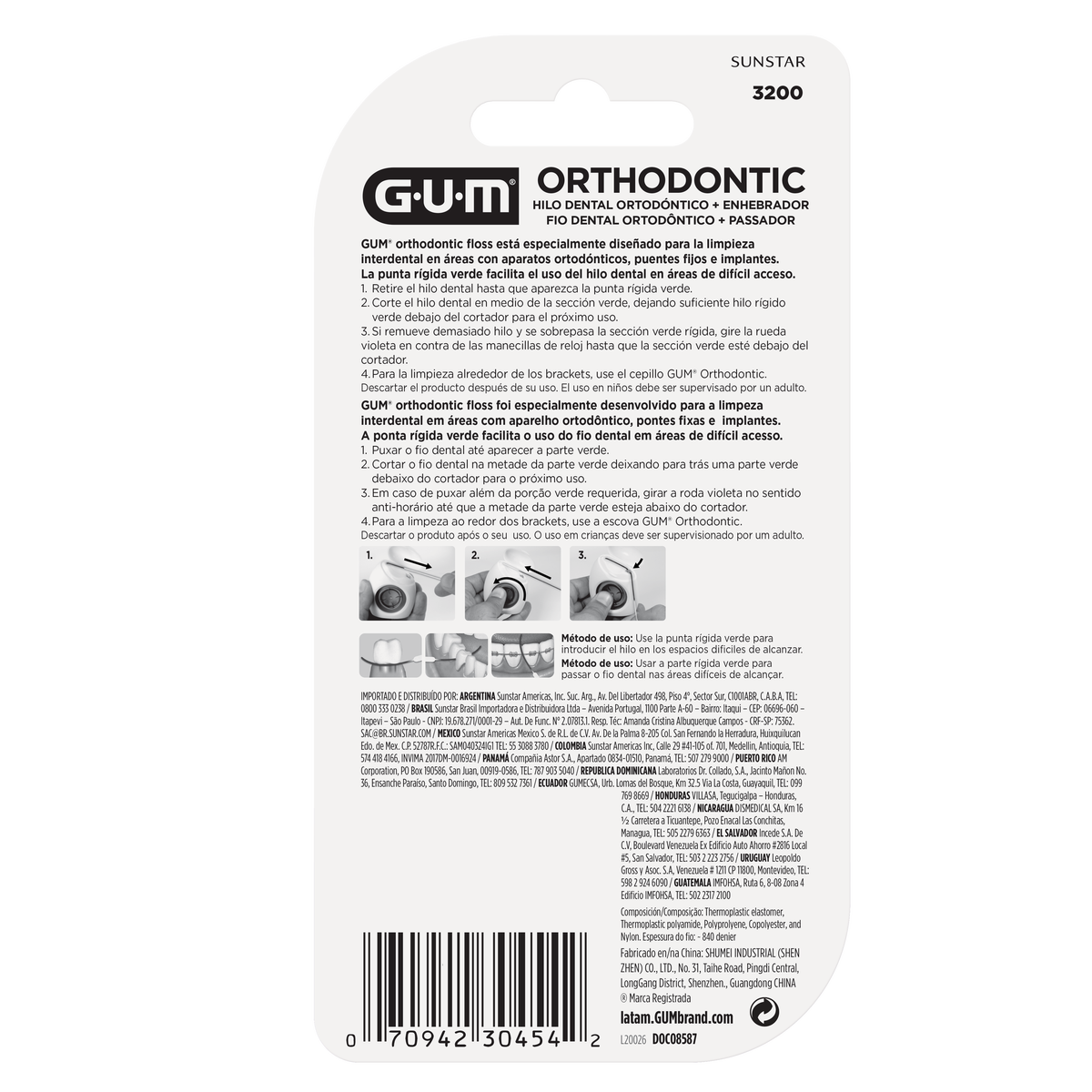 GUM® Orthodontic Floss - Hilo Dental para Ortodoncia con enhebrador