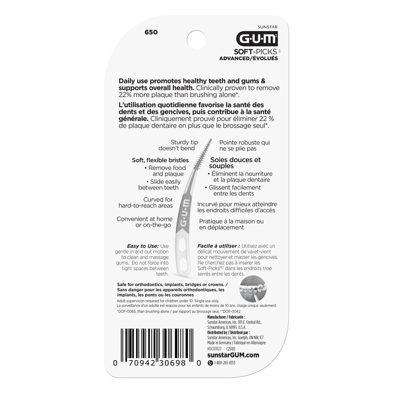 GUM® SOFT-PICKS® ADVANCED - Curved to easily slide between teeth