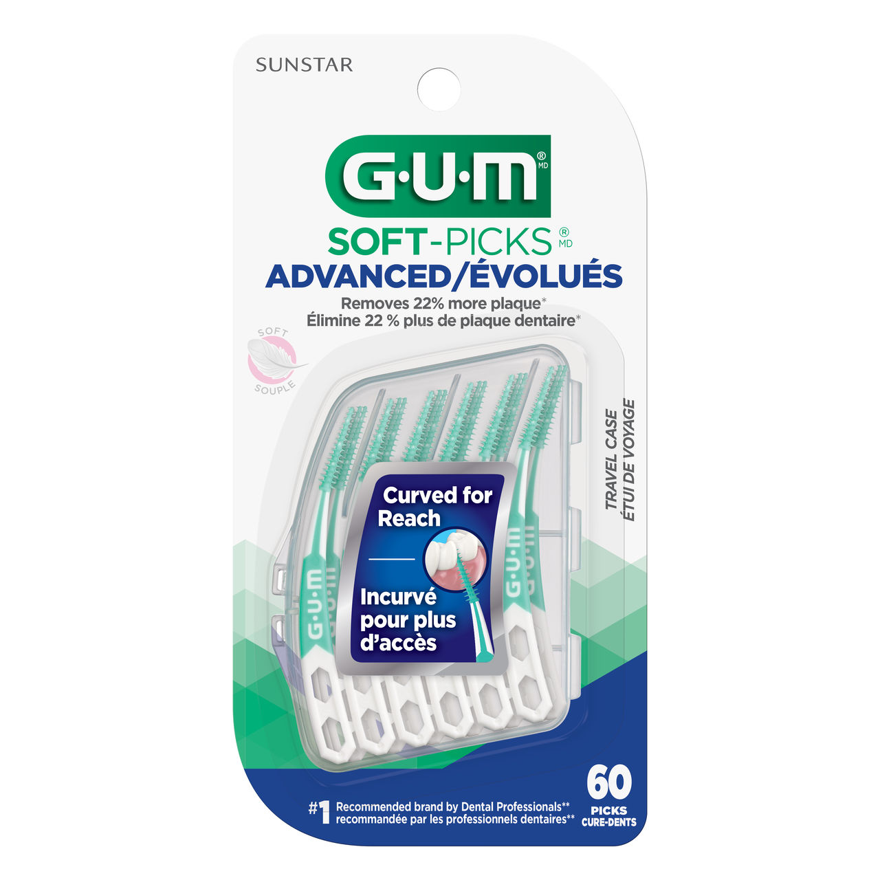 GUM® SOFT-PICKS® ADVANCED - Curved to easily slide between teeth
